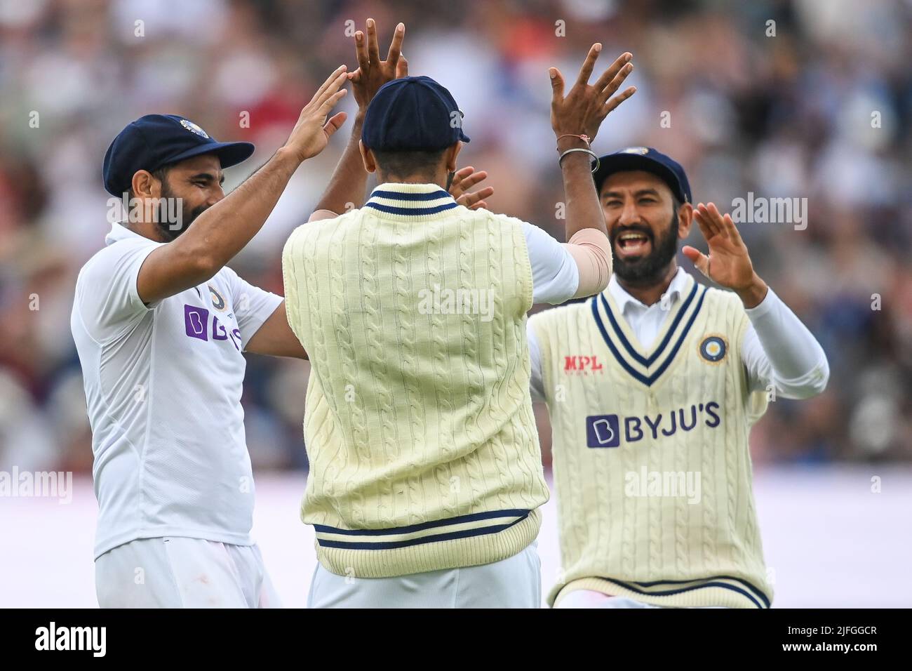Jasprit Bumrah of India celebrates taking the wicket of Ben Stokes of ...