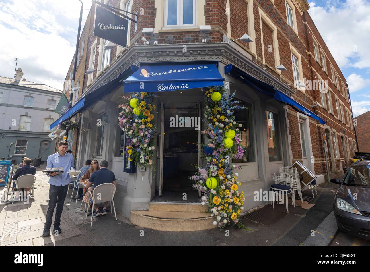 General view of Wimbledon themed shop fronts at Wimbledon Village ...