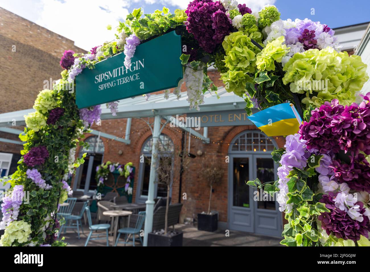 General view of Wimbledon themed shop fronts at Wimbledon Village ...