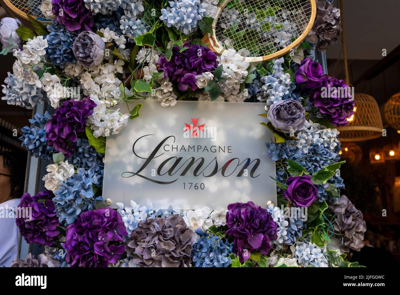 General view of Wimbledon themed shop fronts at Wimbledon Village ...