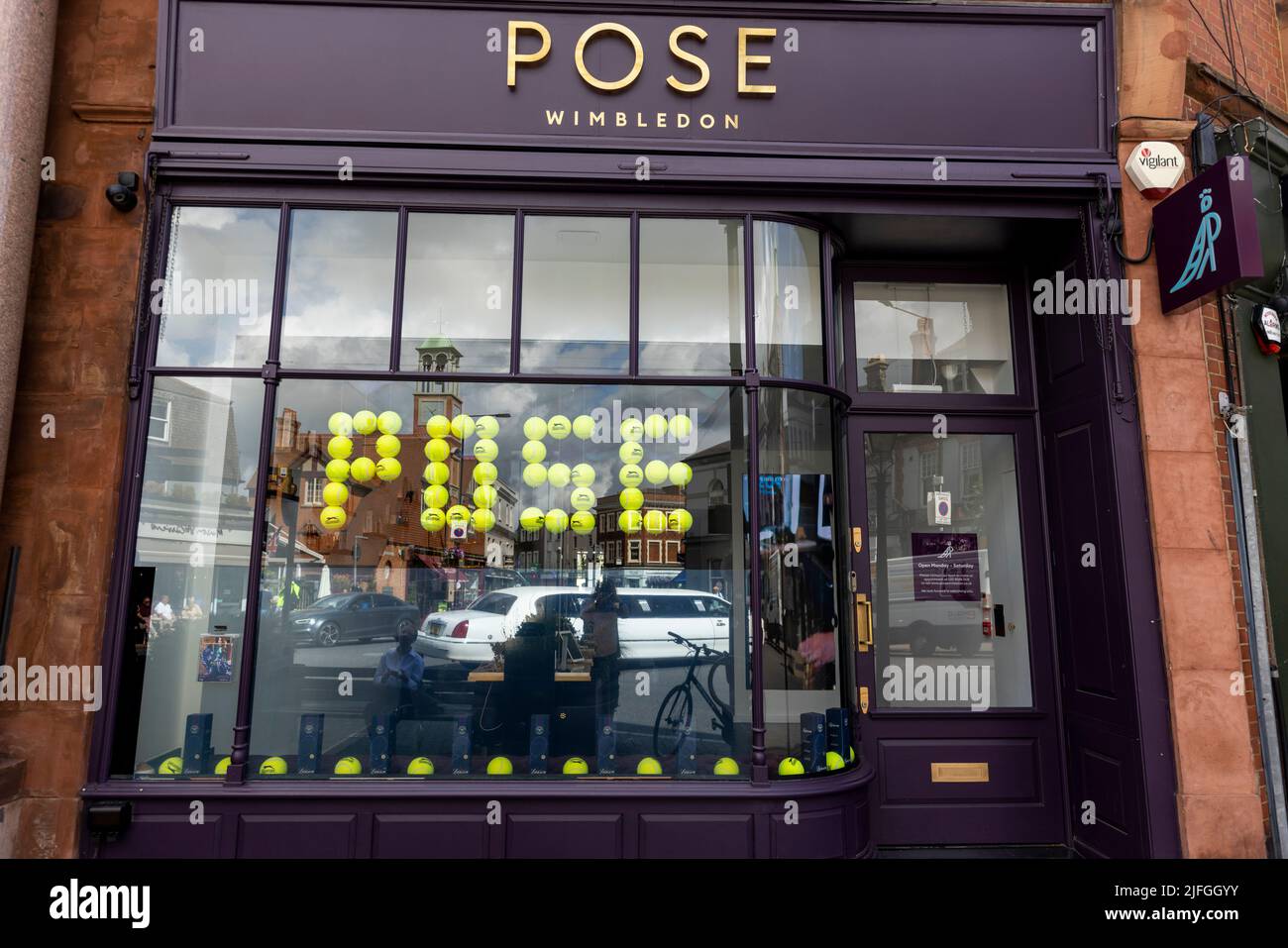 General view of Wimbledon themed shop fronts at Wimbledon Village ...