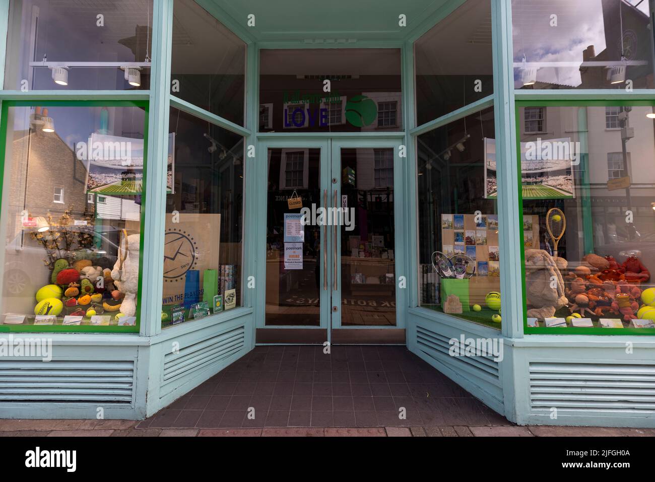 General view of Wimbledon themed shop fronts at Wimbledon Village ...