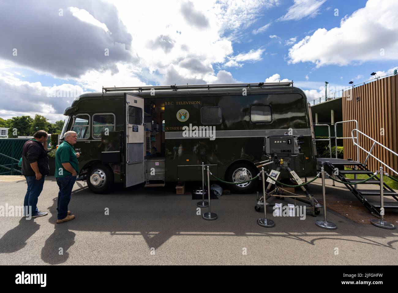 A 1960s BBC Sport outside broadcast van on show during day seven of the ...