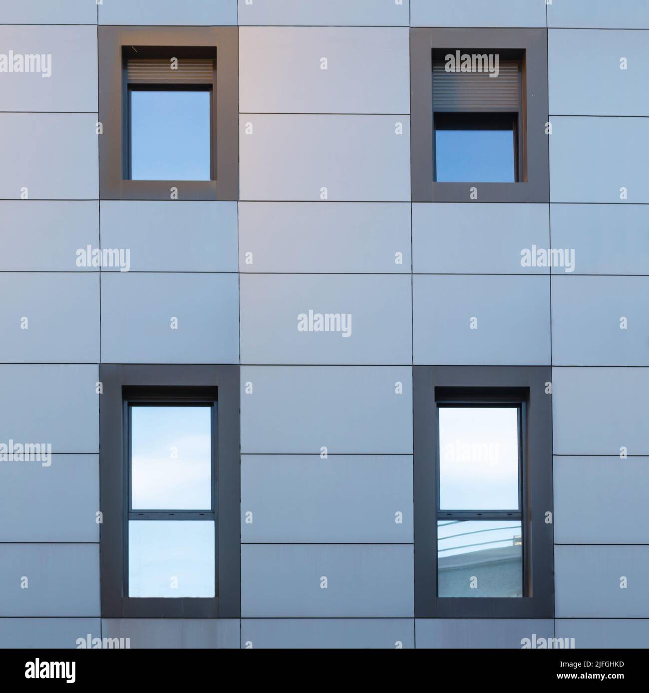 Urban architecture. Detail of a facade with closed windows Stock Photo ...