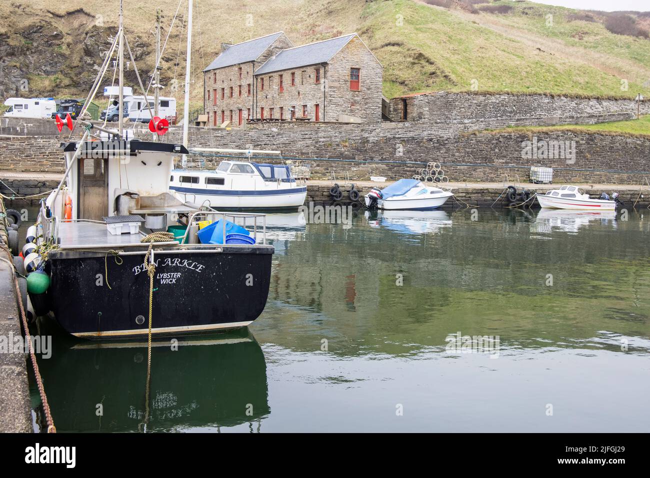 fishing boats at lybster the small fishing port on the east coast of ...