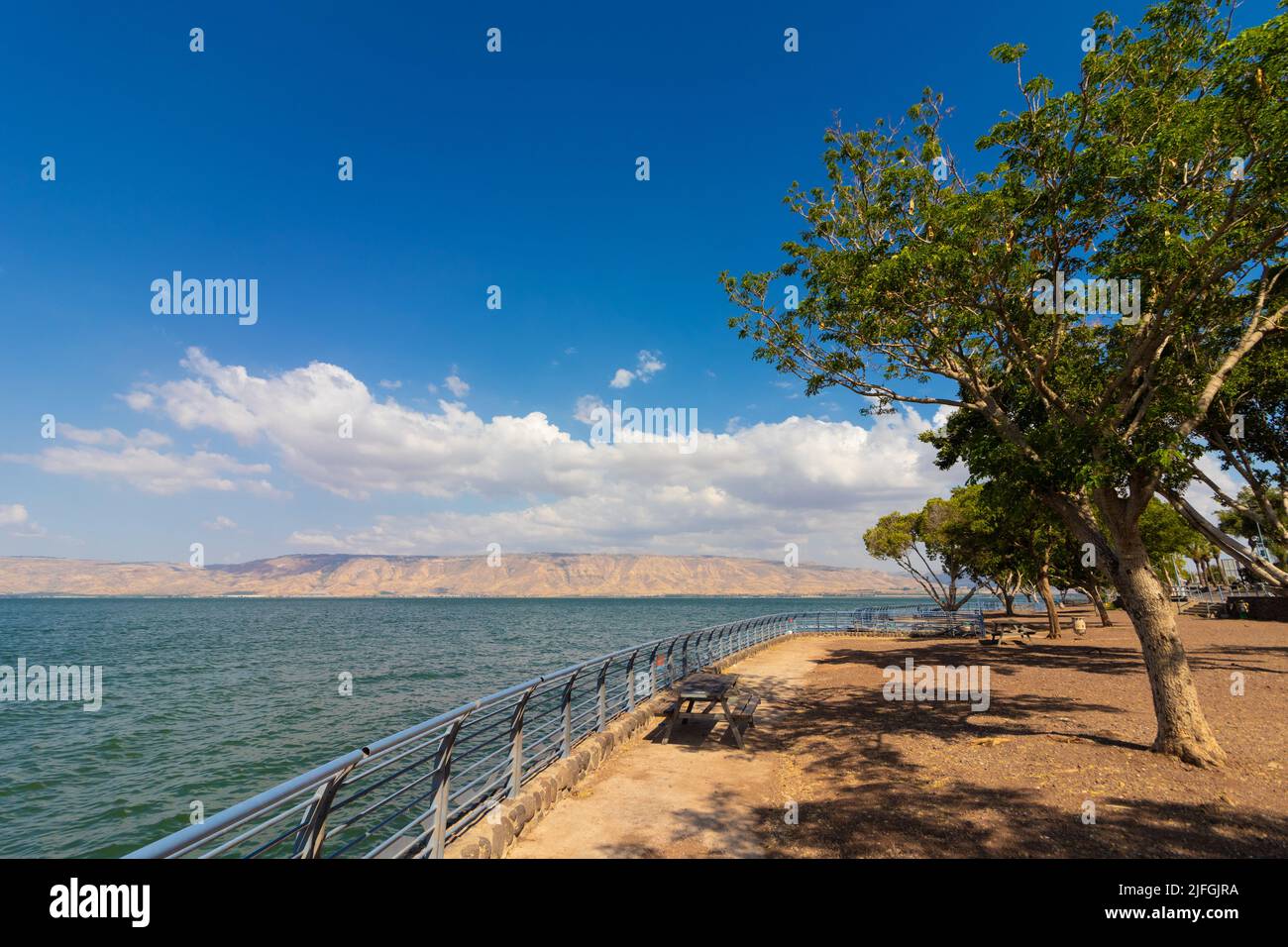 Shikamim Beach in Tiberias, on the shores of the Sea of Galilee in ...