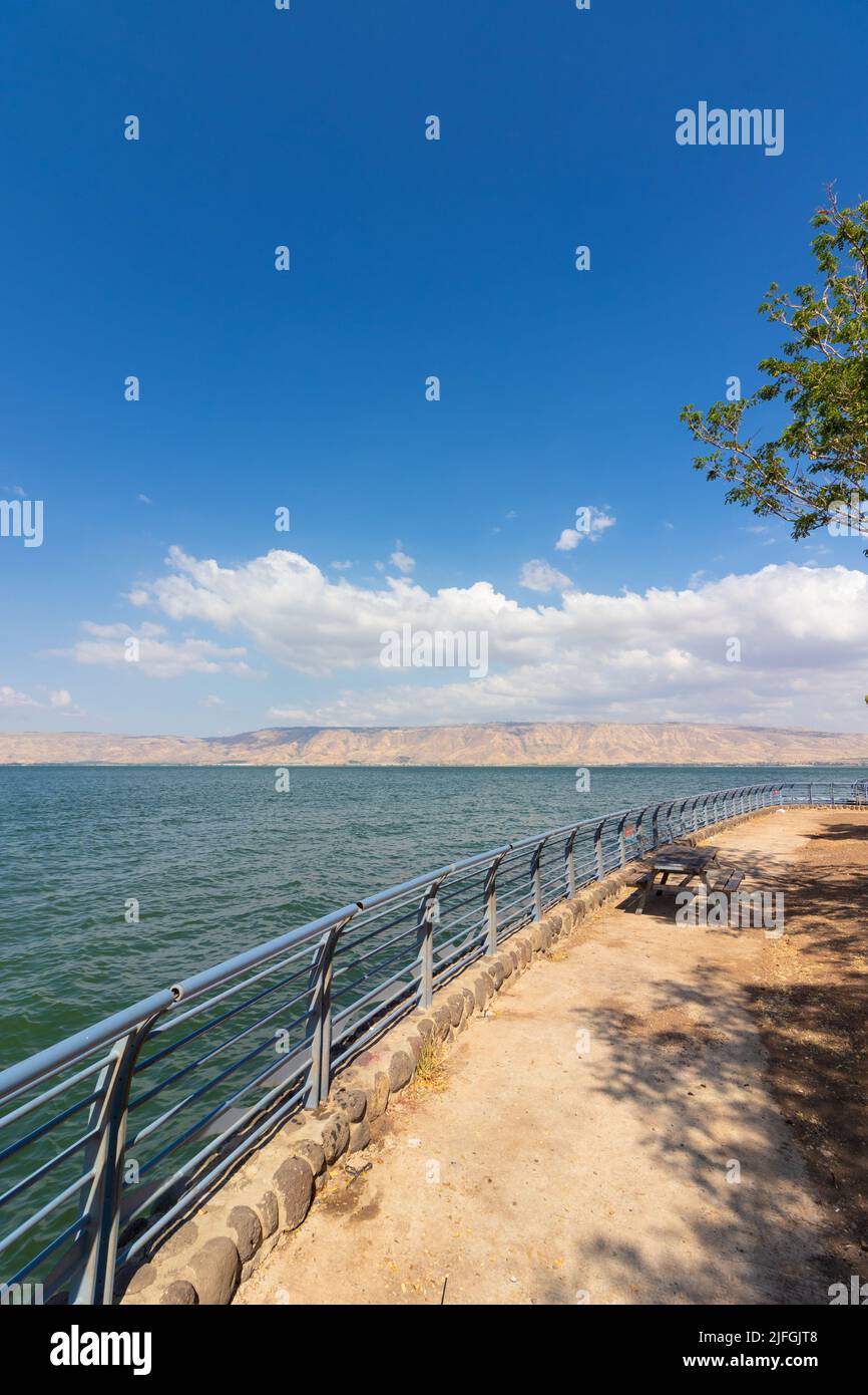 Shikamim Beach in Tiberias, on the shores of the Sea of Galilee in ...
