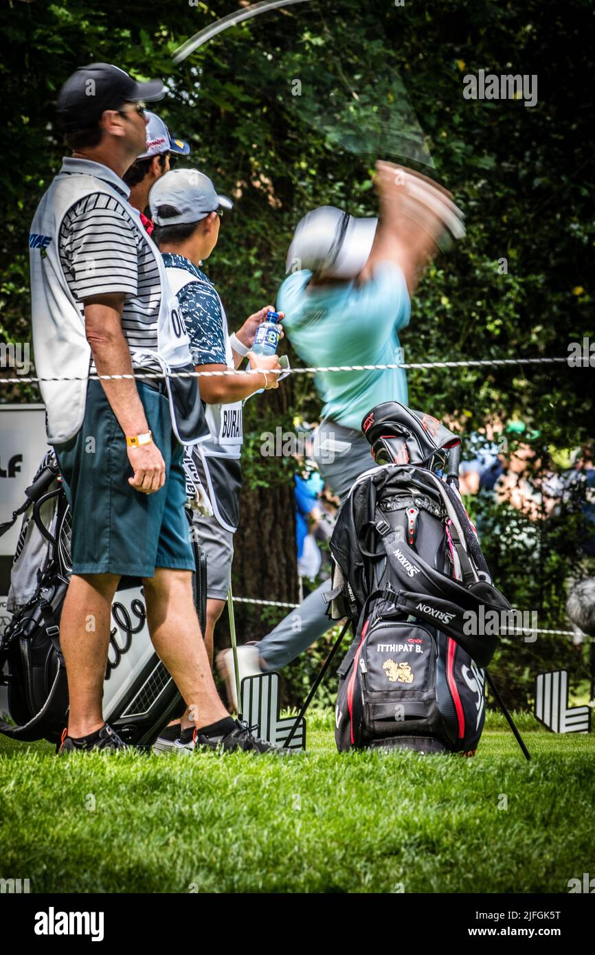 Slow shutter setting captures the speed and motion of the powerful golf ...