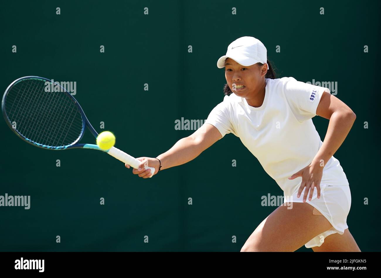 Yu-Yun Li in action during her Girls Singles first round match against ...