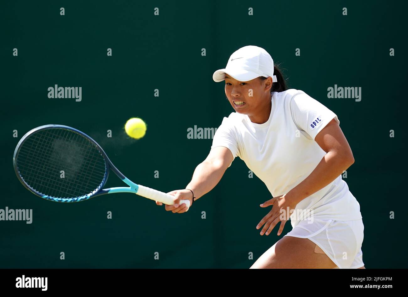 Yu-Yun Li in action during her Girls Singles first round match against ...
