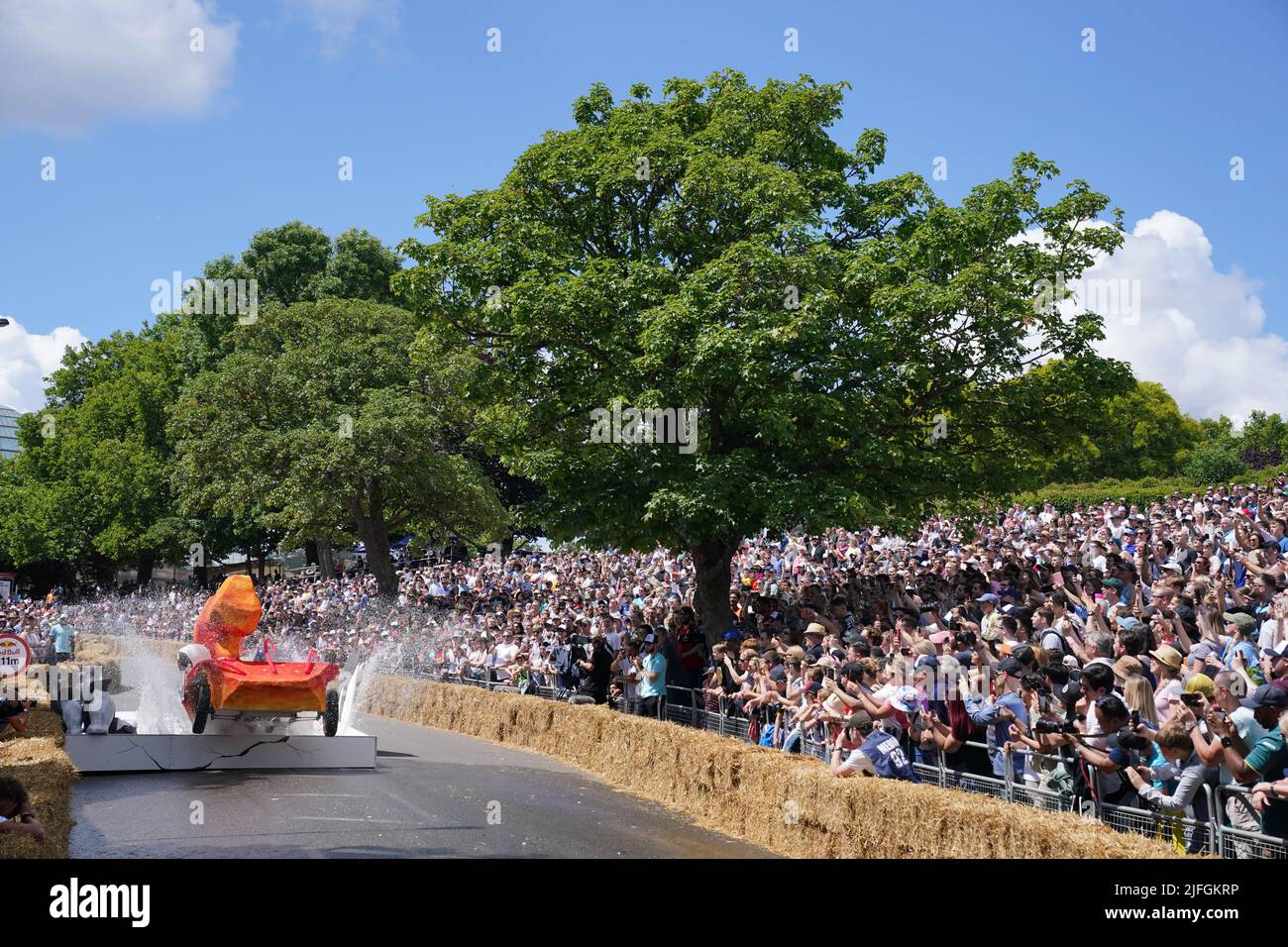 The crowd watch participants during the Red Bull Soapbox race at ...