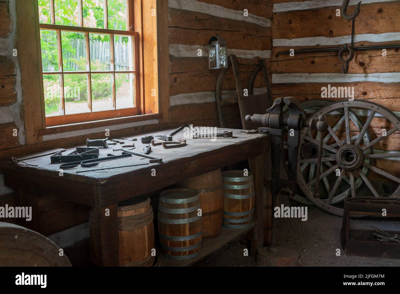 Display of a vintage blacksmith shop from the late 1800s Stock Photo ...
