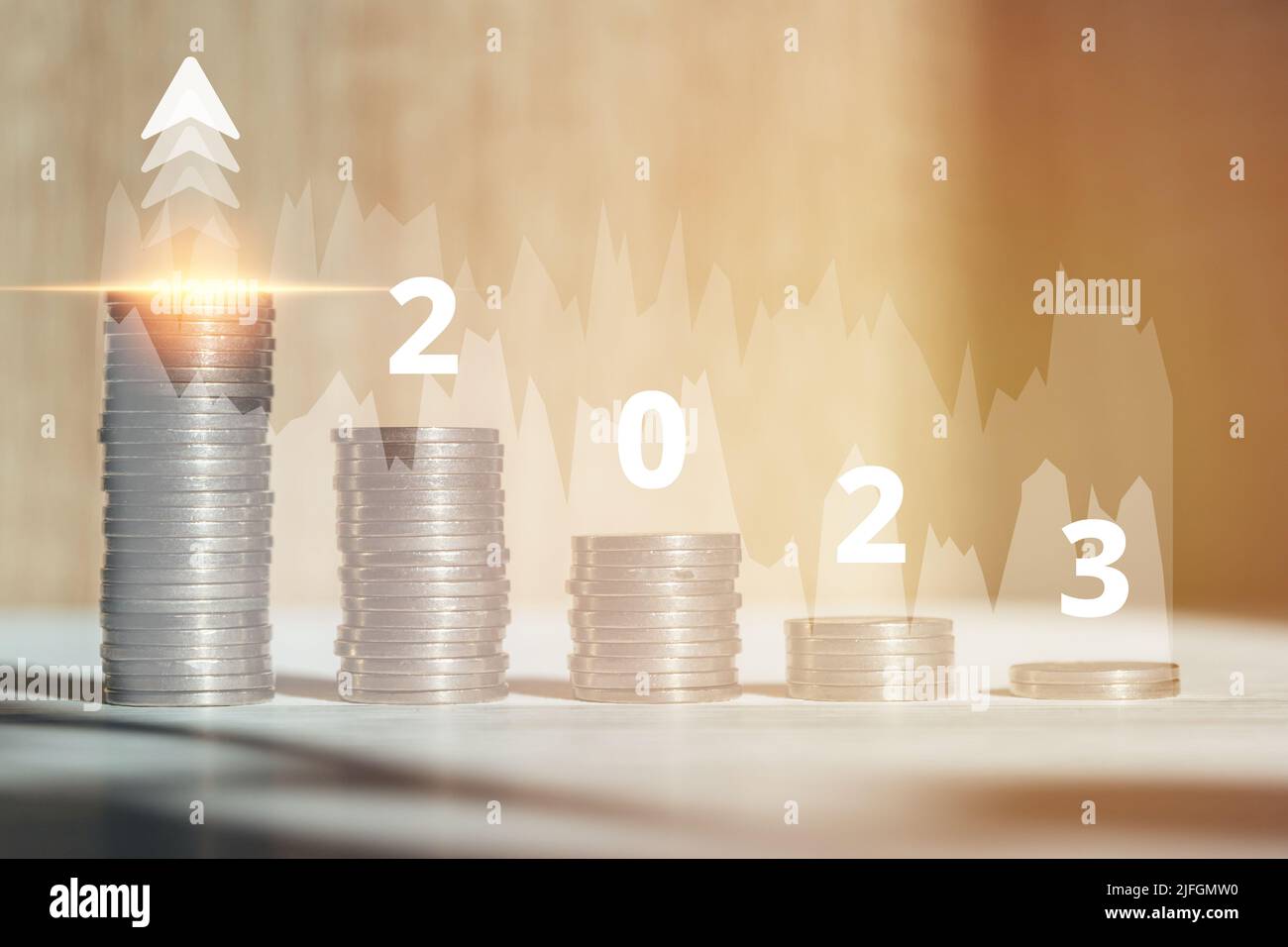 The concept of the new year 2023. Economic growth with income with ...