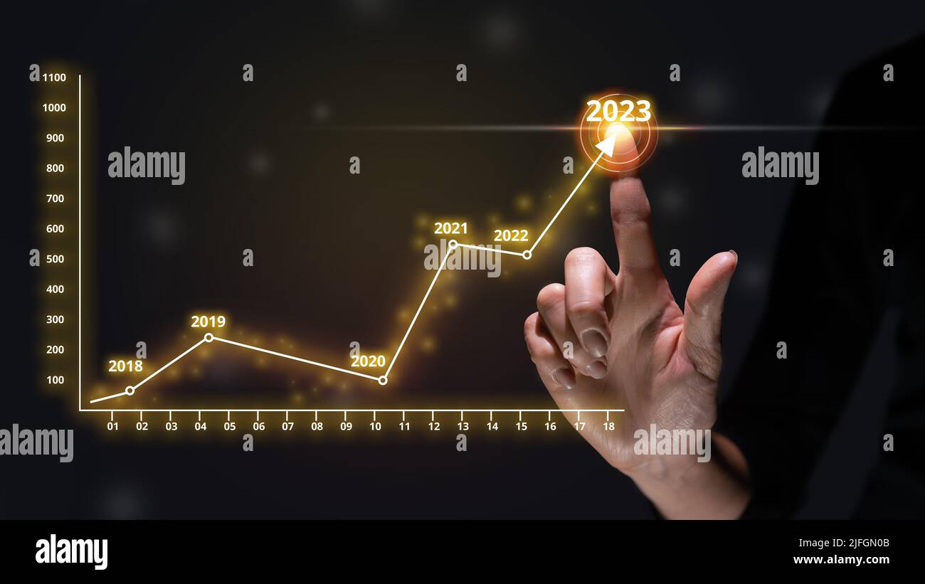 The concept of the new year 2023. Holographic graph with growth Stock ...