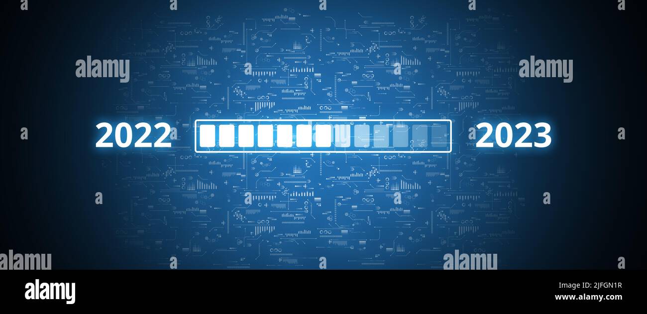 The concept of the new year 2023. Loading bar from new to old Stock ...