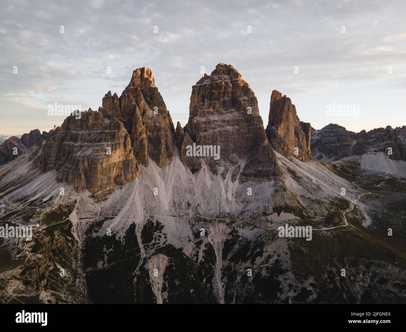 The Tre Cime di Lavaredo mountain range in Italy Stock Photo - Alamy