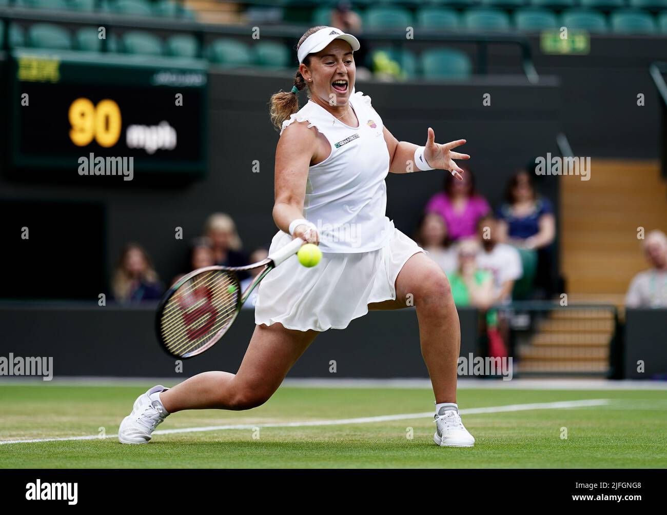 Jelena Ostapenko in action during her Ladies Singles fourth round match ...