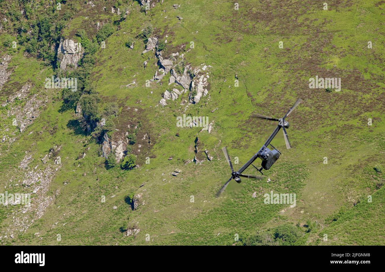 USAF CV-22 Osprey flying low level through the Welsh valleys Stock ...