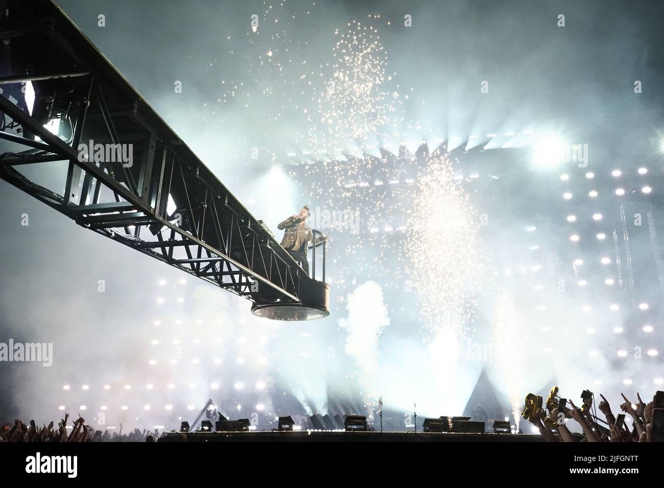 Italian singer Cesare Cremonini in concert at Imola racetrack park ...