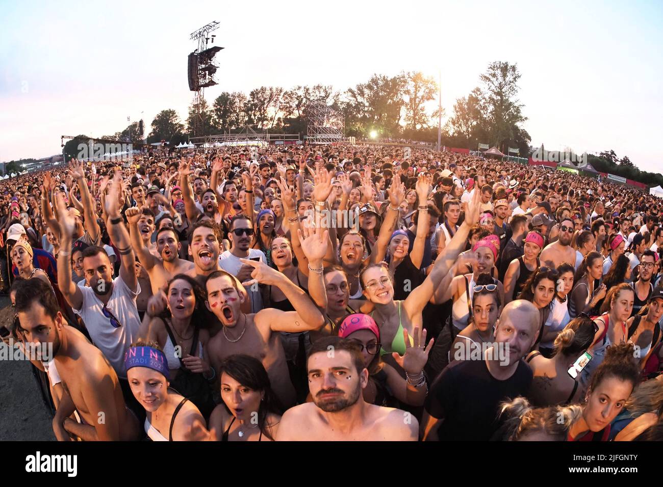 The audience attending the Italian singer Cesare Cremonini concert at ...