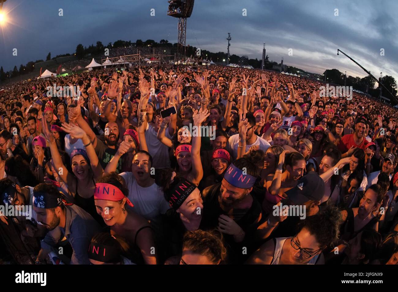 The audience attending the Italian singer Cesare Cremonini concert at ...