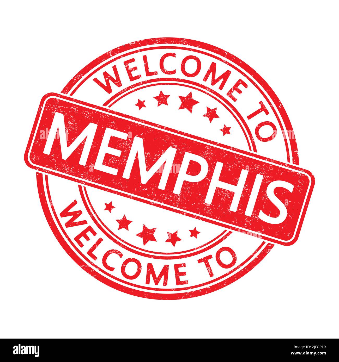 Welcome to Memphis. Impression of a round stamp with a scuff. Flat ...