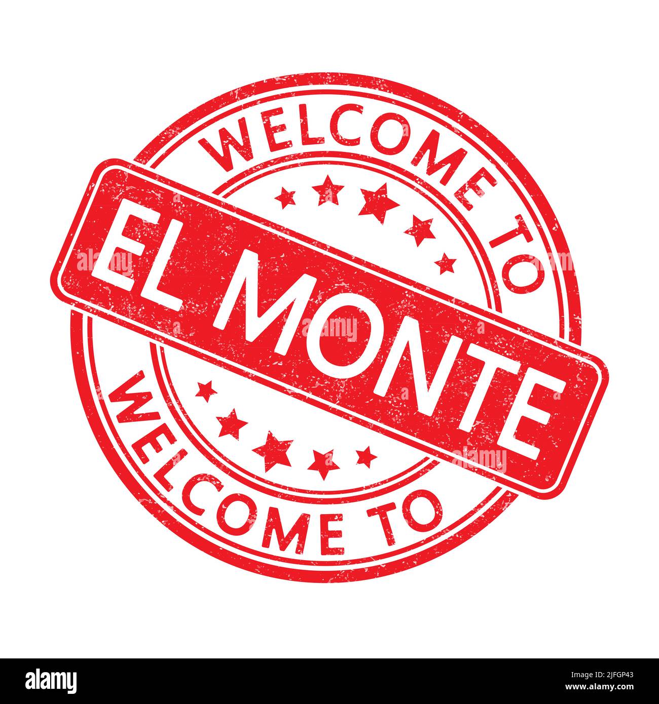 Welcome to El Monte. Impression of a round stamp with a scuff. Flat ...