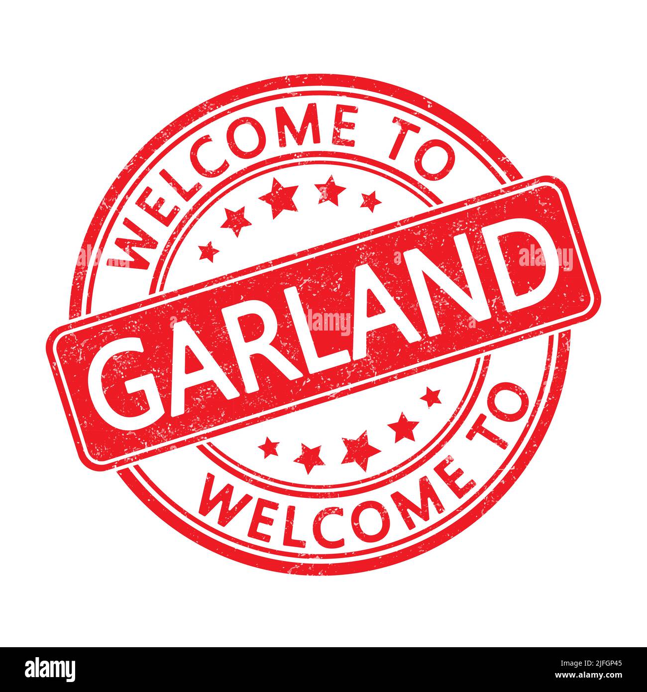 Welcome to Garland. Impression of a round stamp with a scuff. Flat ...
