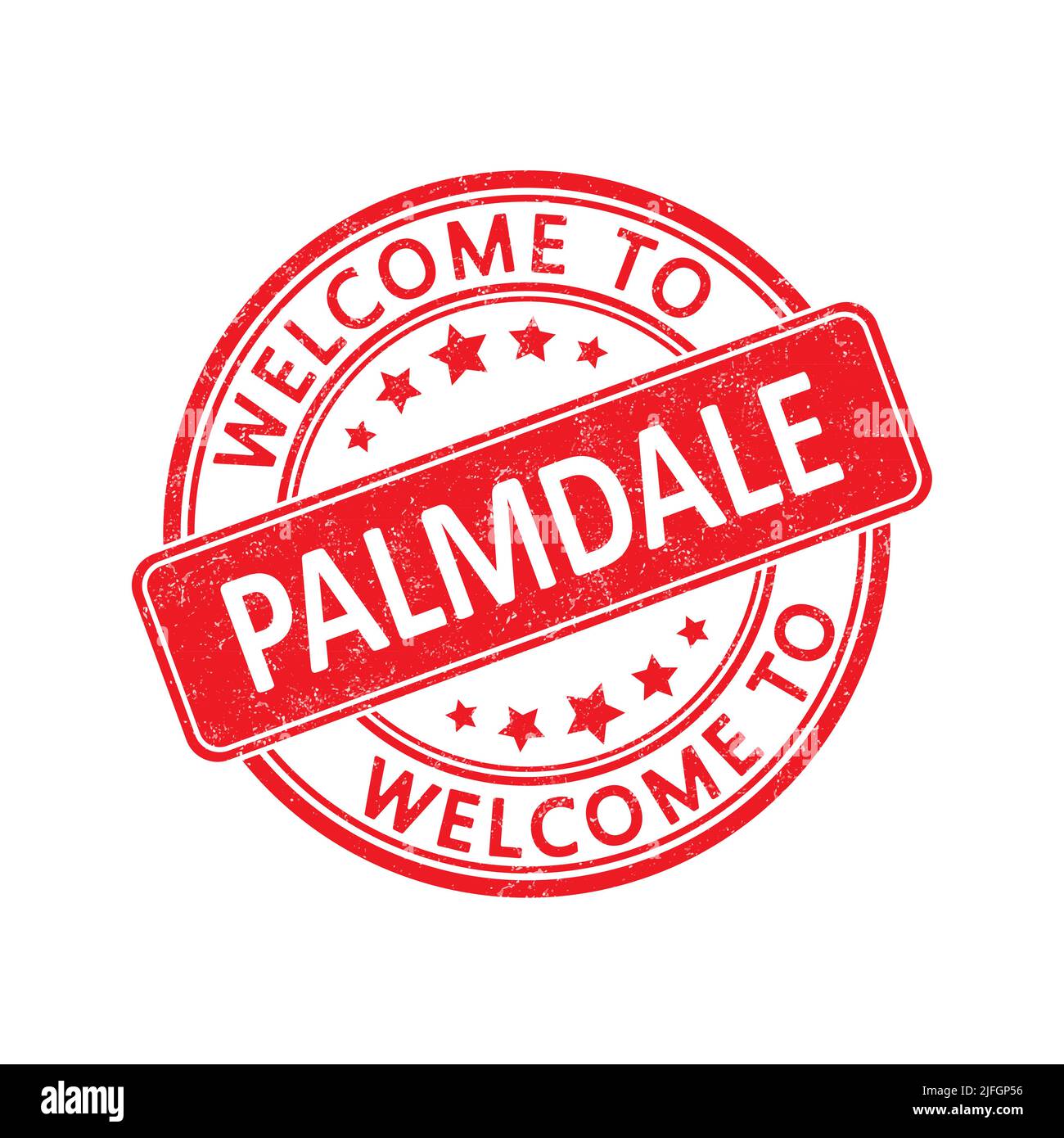 Welcome to Palmdale. Impression of a round stamp with a scuff. Flat ...