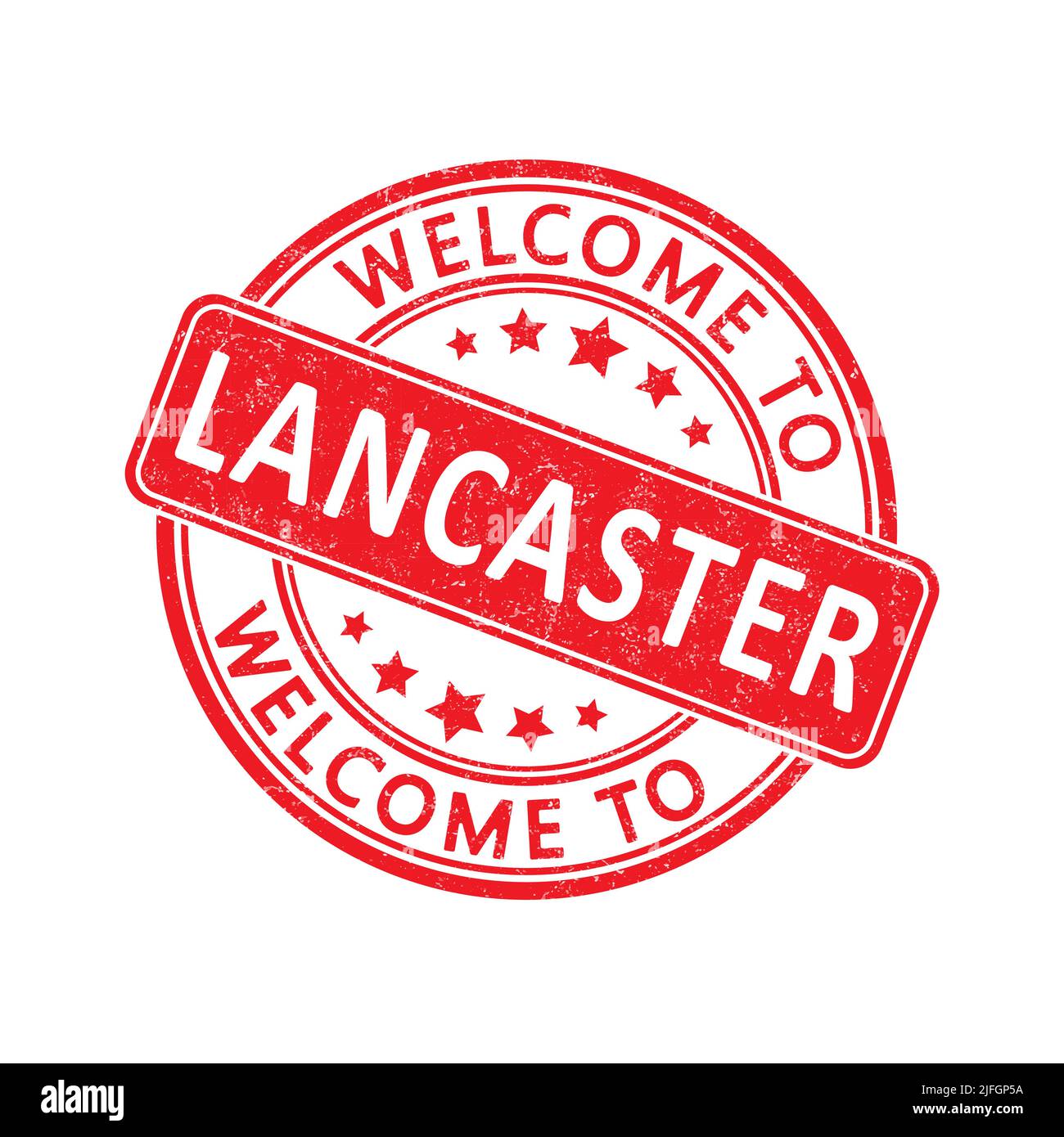 Welcome to Lancaster. Impression of a round stamp with a scuff. Flat ...