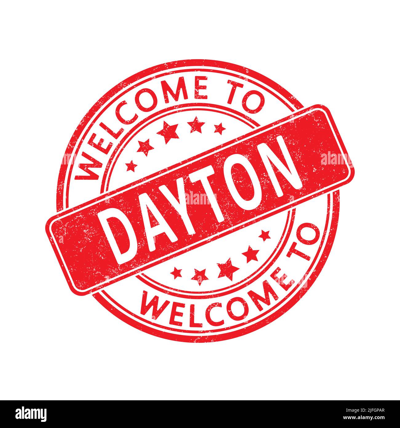 Welcome to Dayton. Impression of a round stamp with a scuff. Flat style ...
