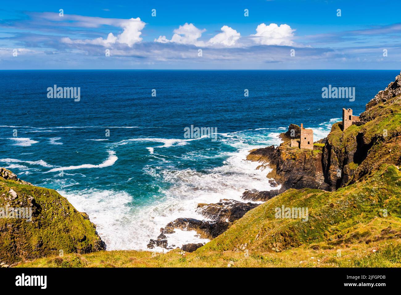Looking down on The Crowns engine houses at Botallack, Cape Cornwall ...