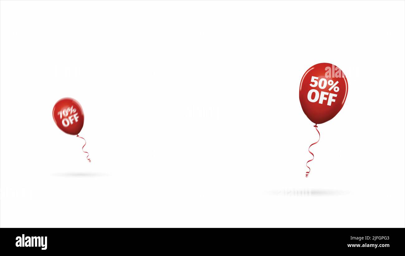 Animation red balloons with discount percents 4k seamless loop Stock ...