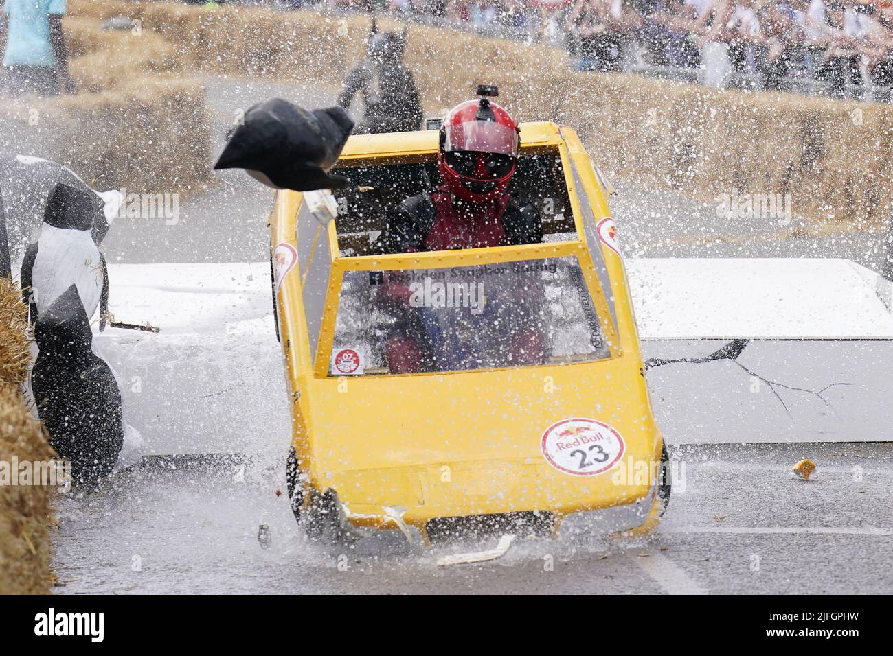 A man dressed as Deadpool during the Red Bull Soapbox race at Alexandra ...
