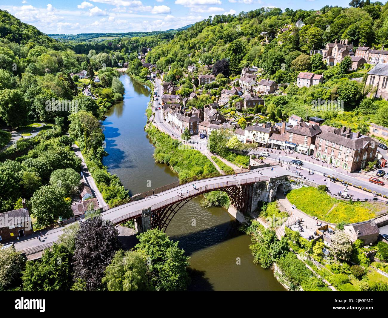 A beautiful top view of the Iron bridge over the River Severn Stock ...