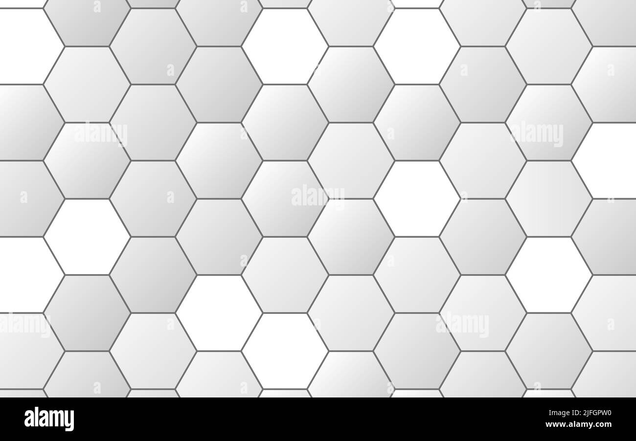 Hexagon texture. Grey honeycomb mosaic. Realistic mesh cells. Abstract geometric grid ...