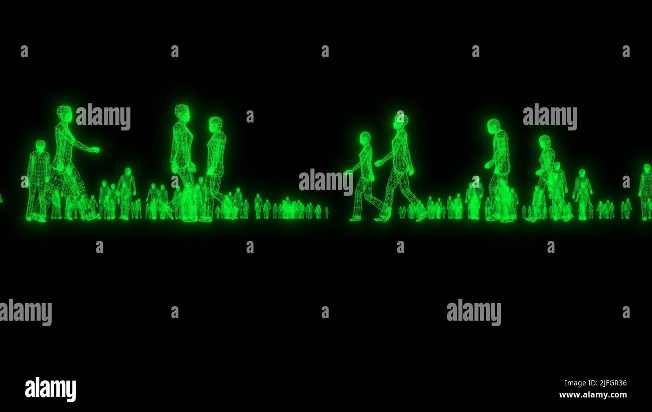 Green glow people Futuristic cyberspace Business network concept data ...
