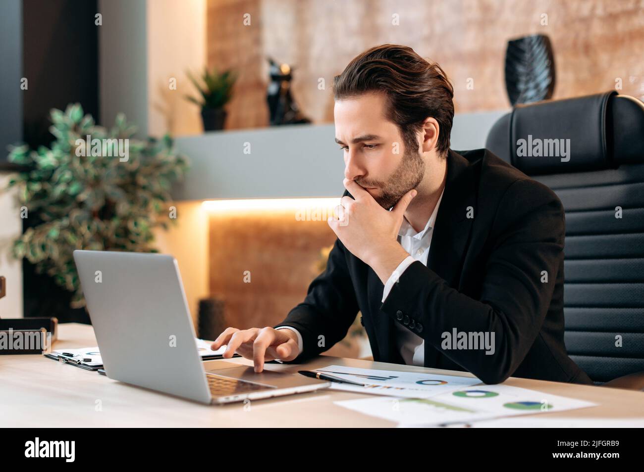 Focused successful caucasian smart business man, manager, business ...