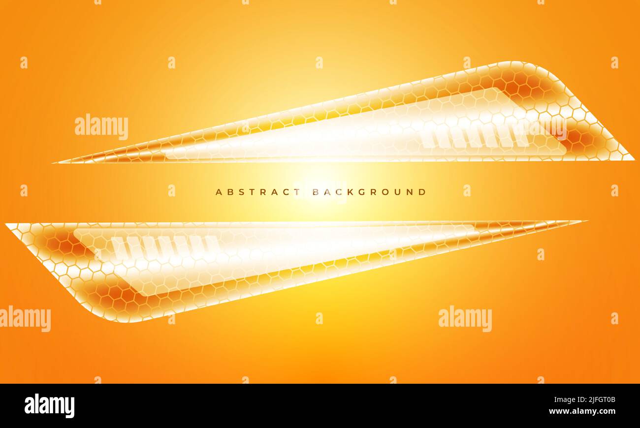 Abstract orange sports background with transparent hexagonal geometric ...