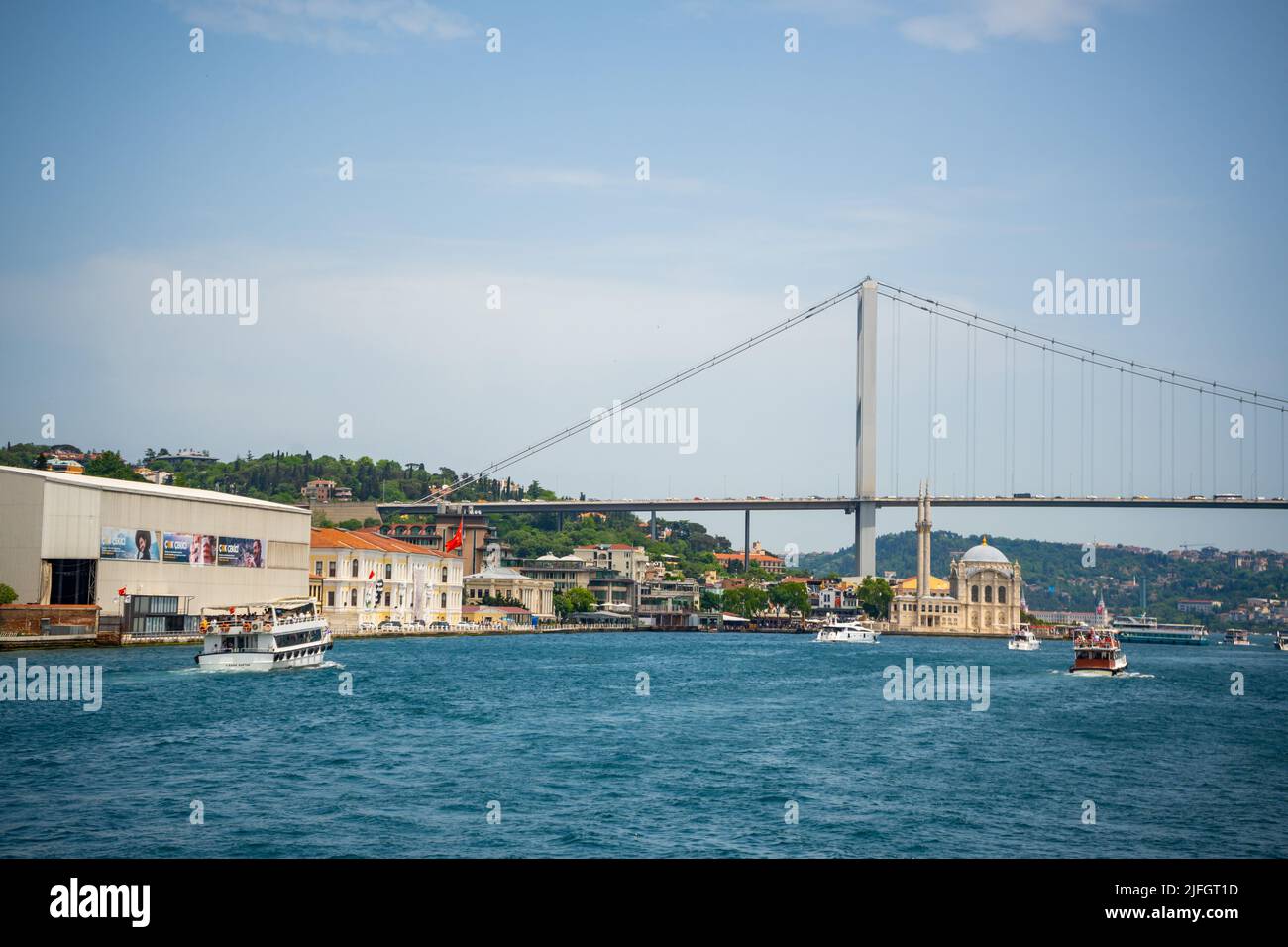 Istanbul, Turkey - May 29, 2022: Ortakoy mosque and Bosphorus bridge ...