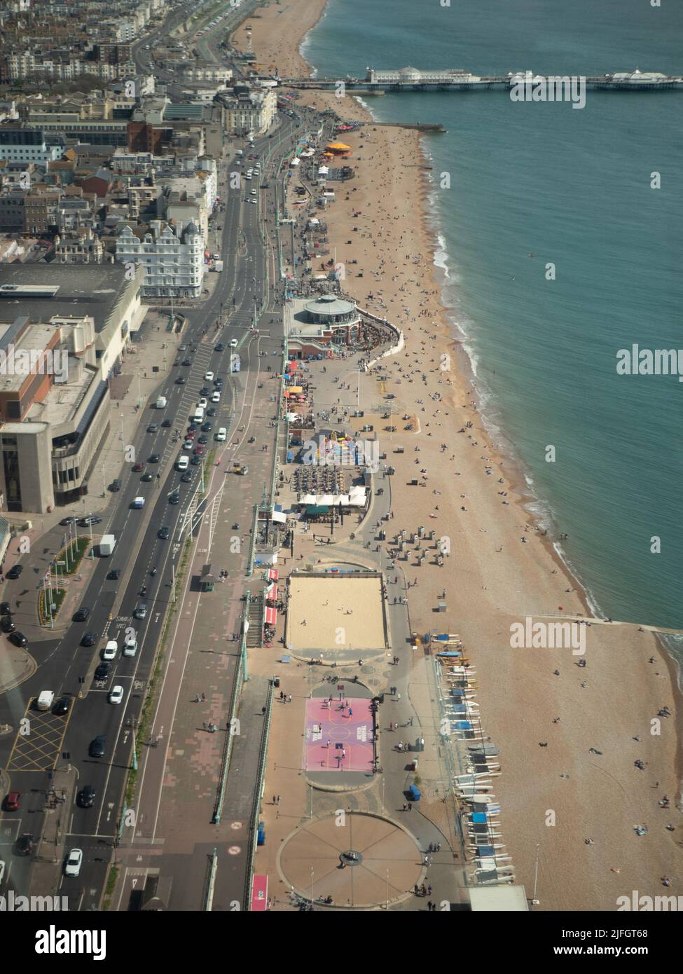 An aerial cityscape of Brighton surrounded by buildings and water Stock ...