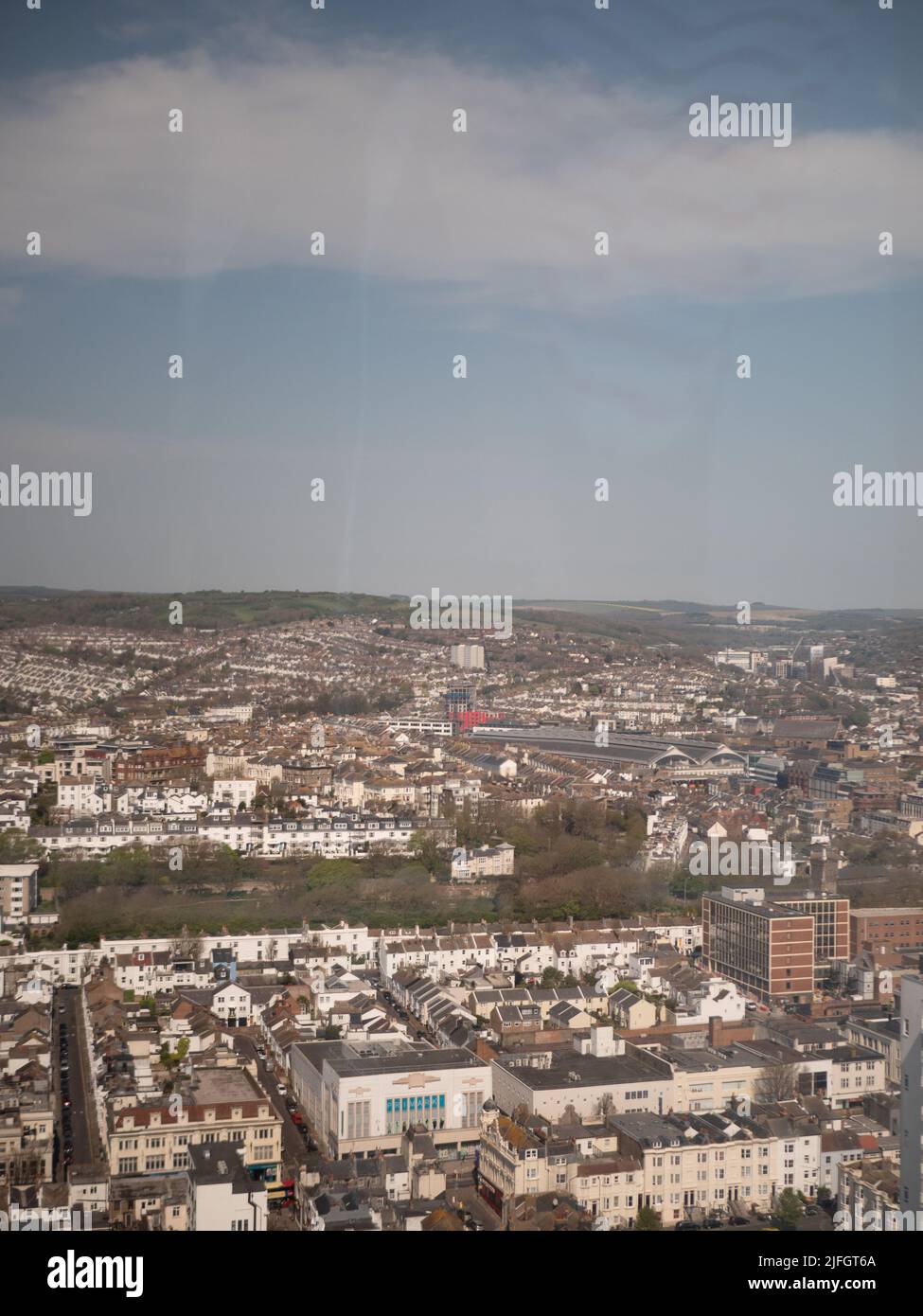 An aerial cityscape of Brighton surrounded by buildings and water Stock ...