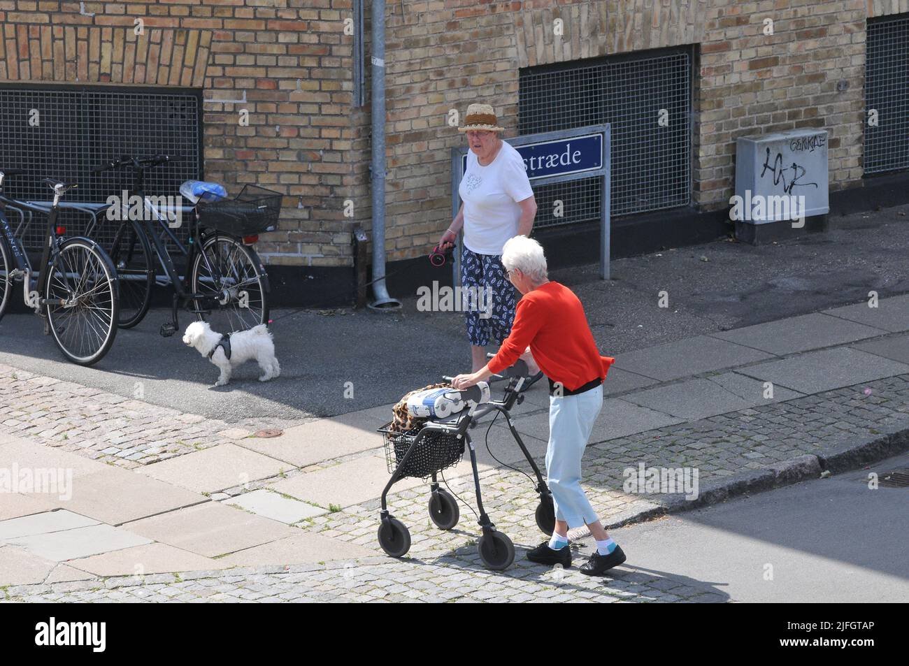 Kastrup/Copenhagen/Denmark/03 July 2022/Senior female citizen walk ...