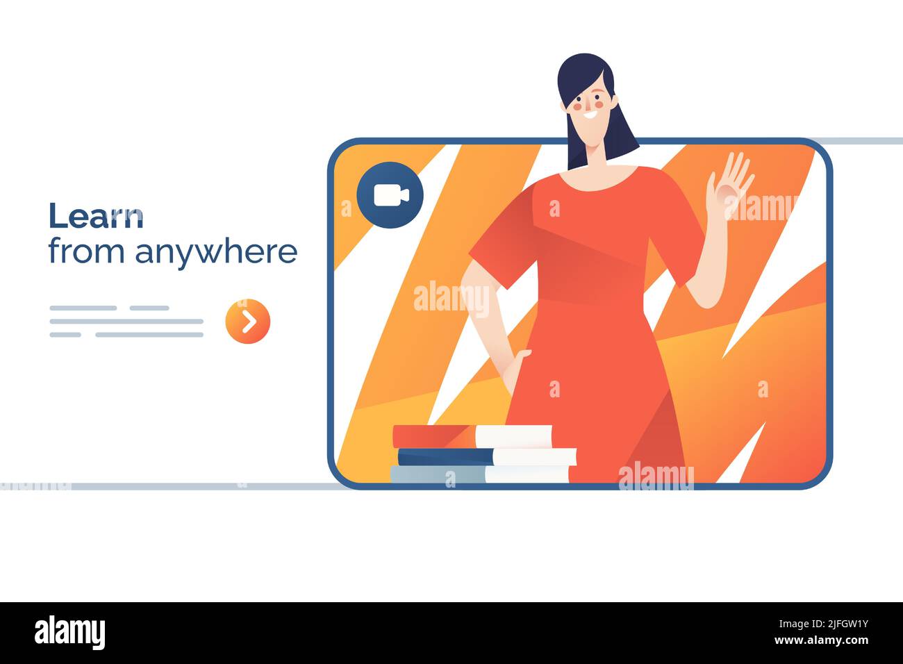 Vector illustration on the subject of online learning, education ...