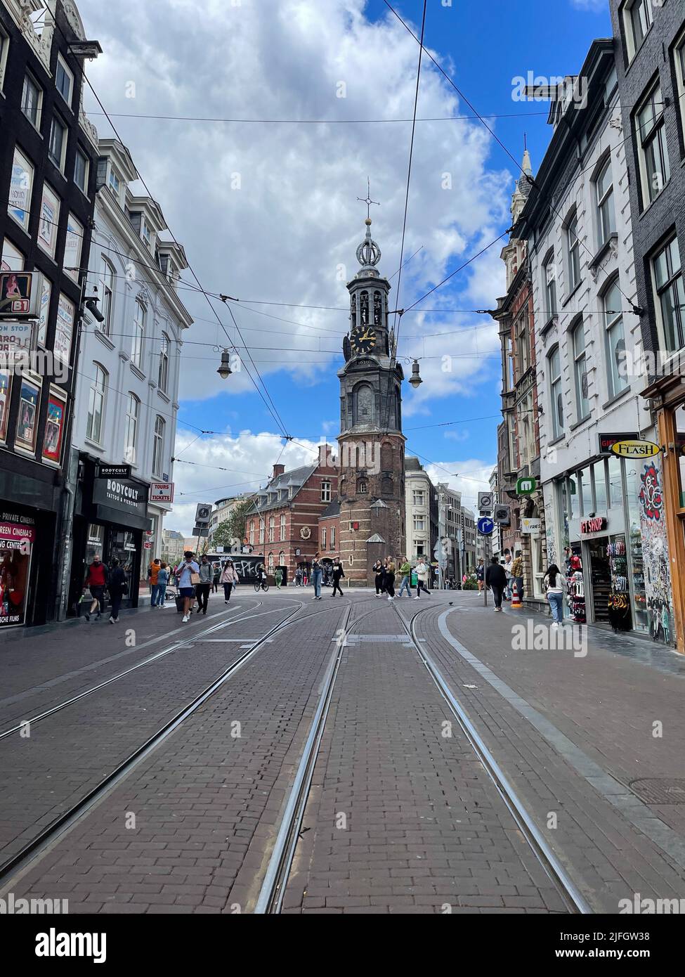 Old historical buildings on the streets of Amsterdam, Netherlands Stock ...