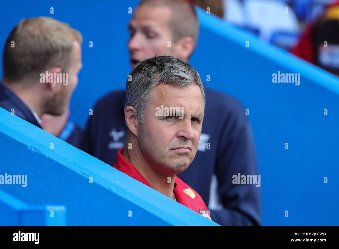 Paul Rowley Head Coach of Salford Red Devils looks on during the pre ...
