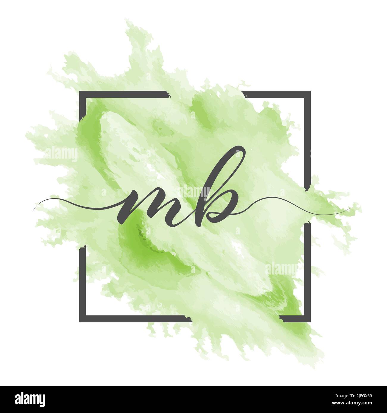 Calligraphic lowercase letters M and B are written in a solid line on a ...