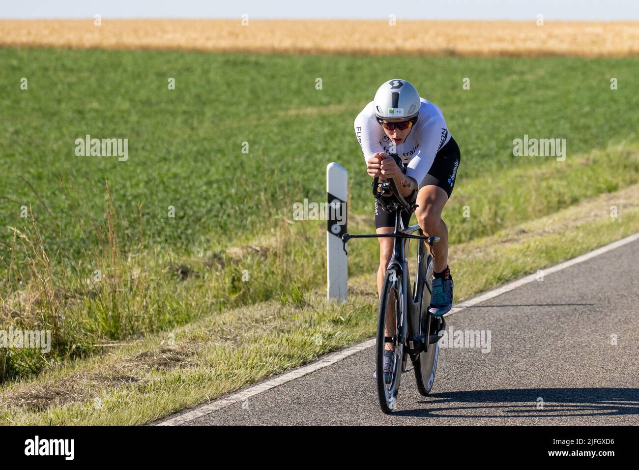 03 July 2022, Bavaria, Röckenhofen: Danish triathlete Magnus Ditlev ...