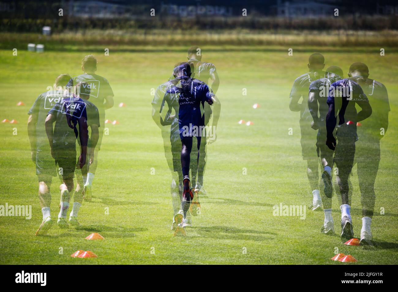 Gent's players pictured during a training session of Belgian first ...