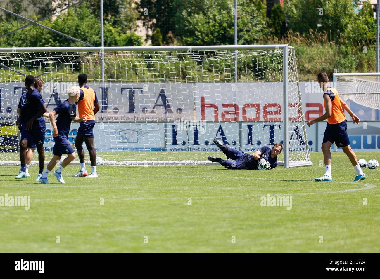 Gent's players pictured during a training session of Belgian first ...